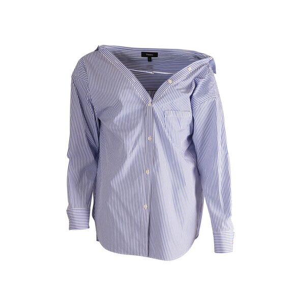 Theory | Tops | Theory Tamalee Offtheshoulder Buttonup Shirt In Light ...